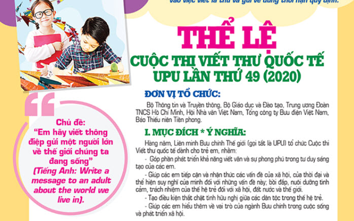 Mẫu thư UPU 2020 | Yêu cầu bài viết thư UPU lần thứ 49